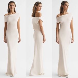 Reiss | Dresses | Reiss Loreta Blush Ivory Off The Shoulder Gown Final ...